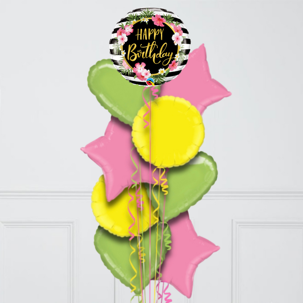 Tropical Happy Birthday Inflated Foil Balloon Bunch – Balloon Factory UAE