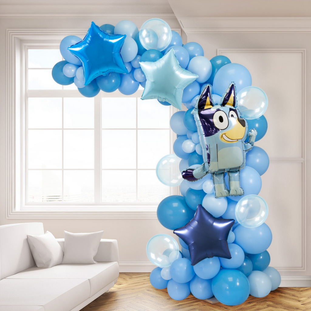 Bluey Party Asymmetric Balloon Arch | Balloonfactory.ae – Balloon ...
