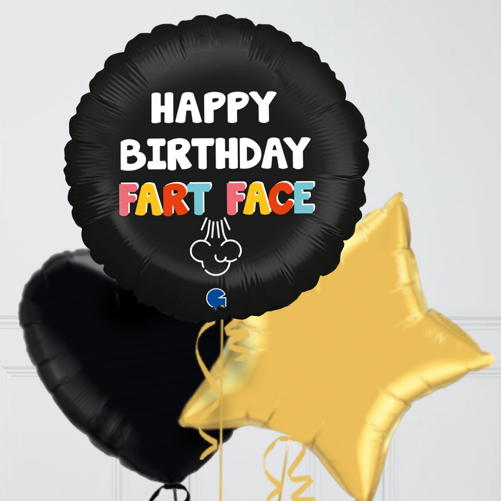 Happy Birthday Fart Face Inflated Foil Balloon Bunch - Balloonfactory ...