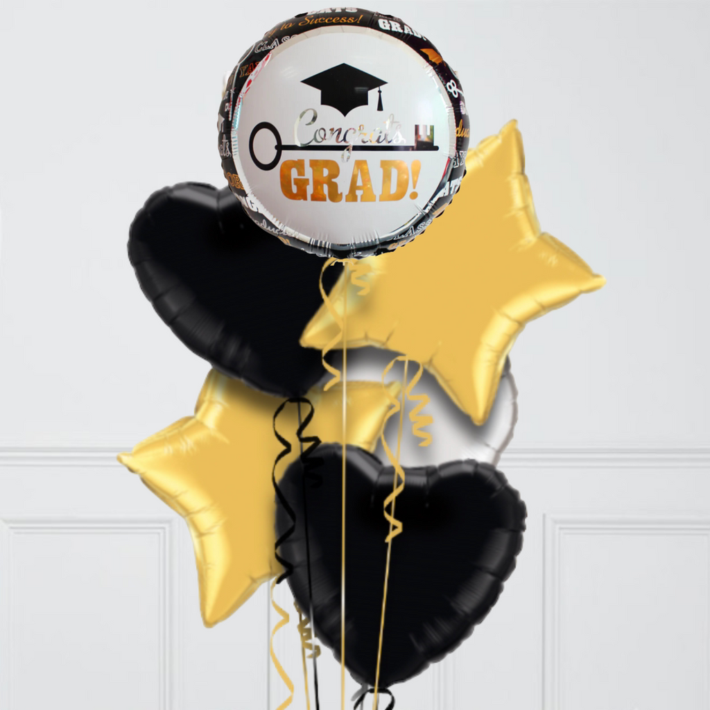 Golden Congrats Grad Graduation Inflated Foil Balloon Bunch – Balloon ...