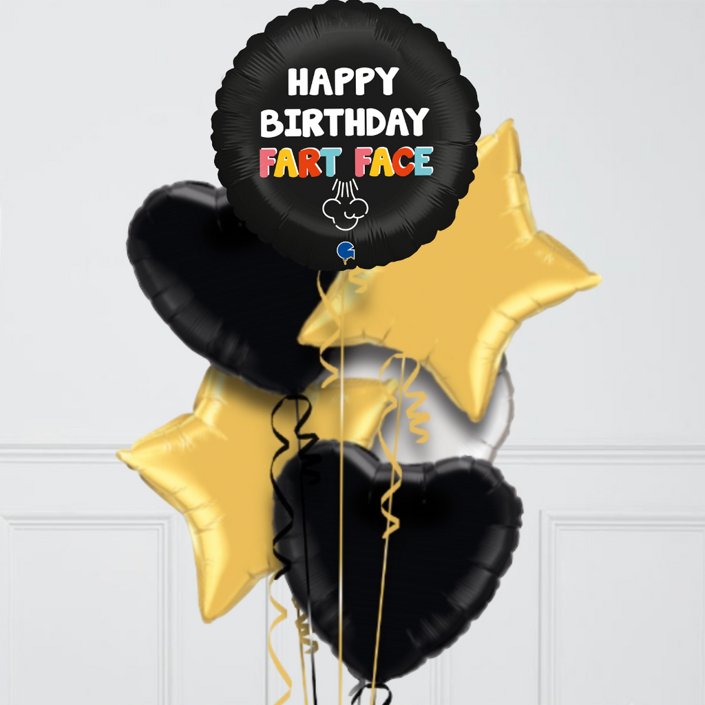 Happy Birthday Fart Face Inflated Foil Balloon Bunch - Balloonfactory ...