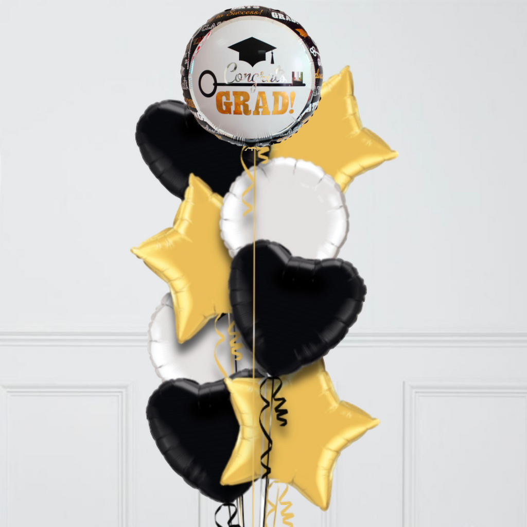 Golden Congrats Grad Graduation Inflated Foil Balloon Bunch – Balloon ...