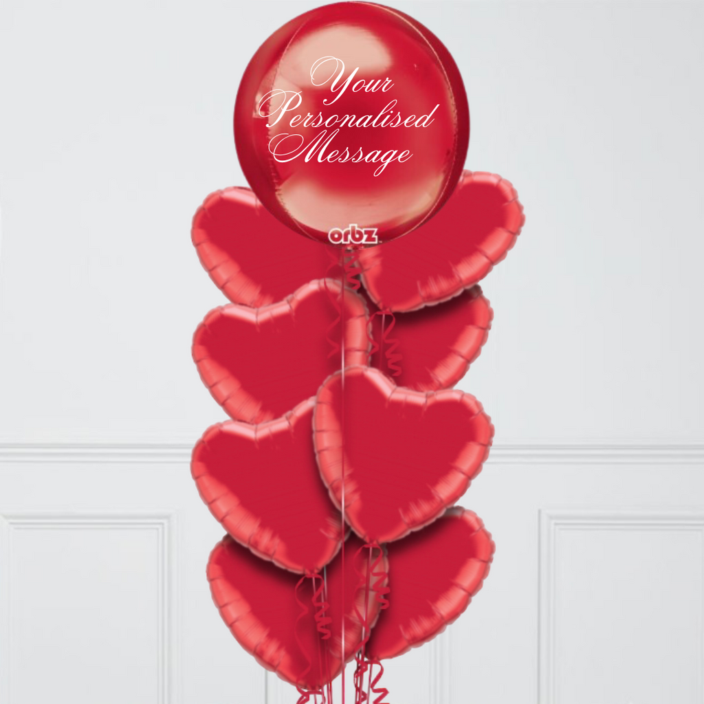 Personalised Red Orb Inflated Foil Balloon Bunch | Balloonfactory.ae ...
