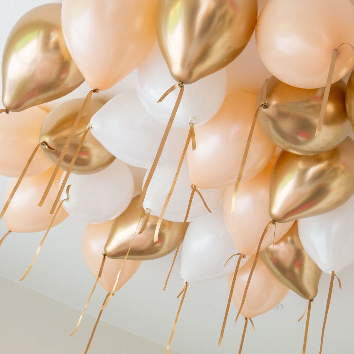 Cream Chrome Helium Ceiling Balloons | Balloon Shop Dubai – Balloon ...