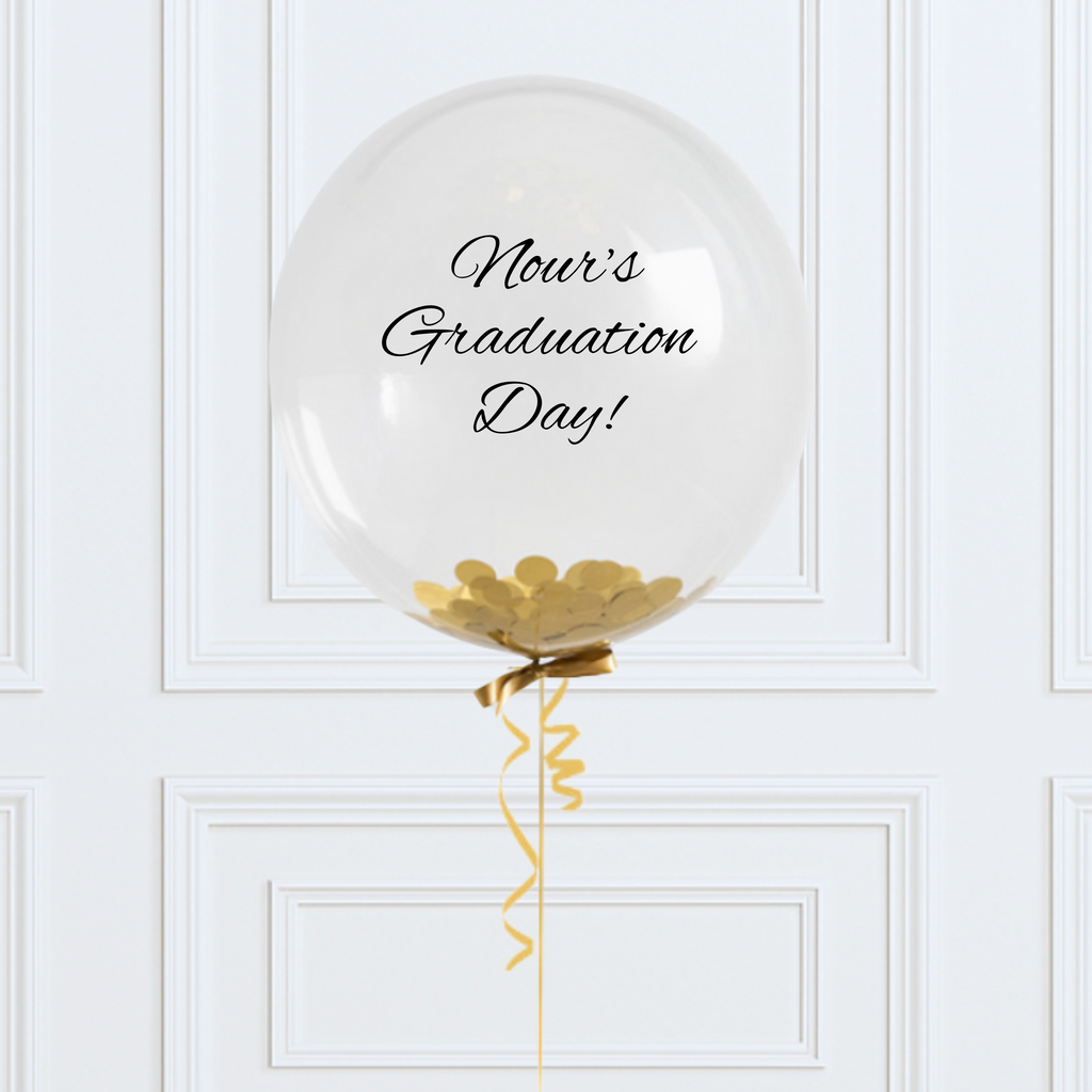 Graduation Personalised Bubble Balloon with Gold Confetti l ...