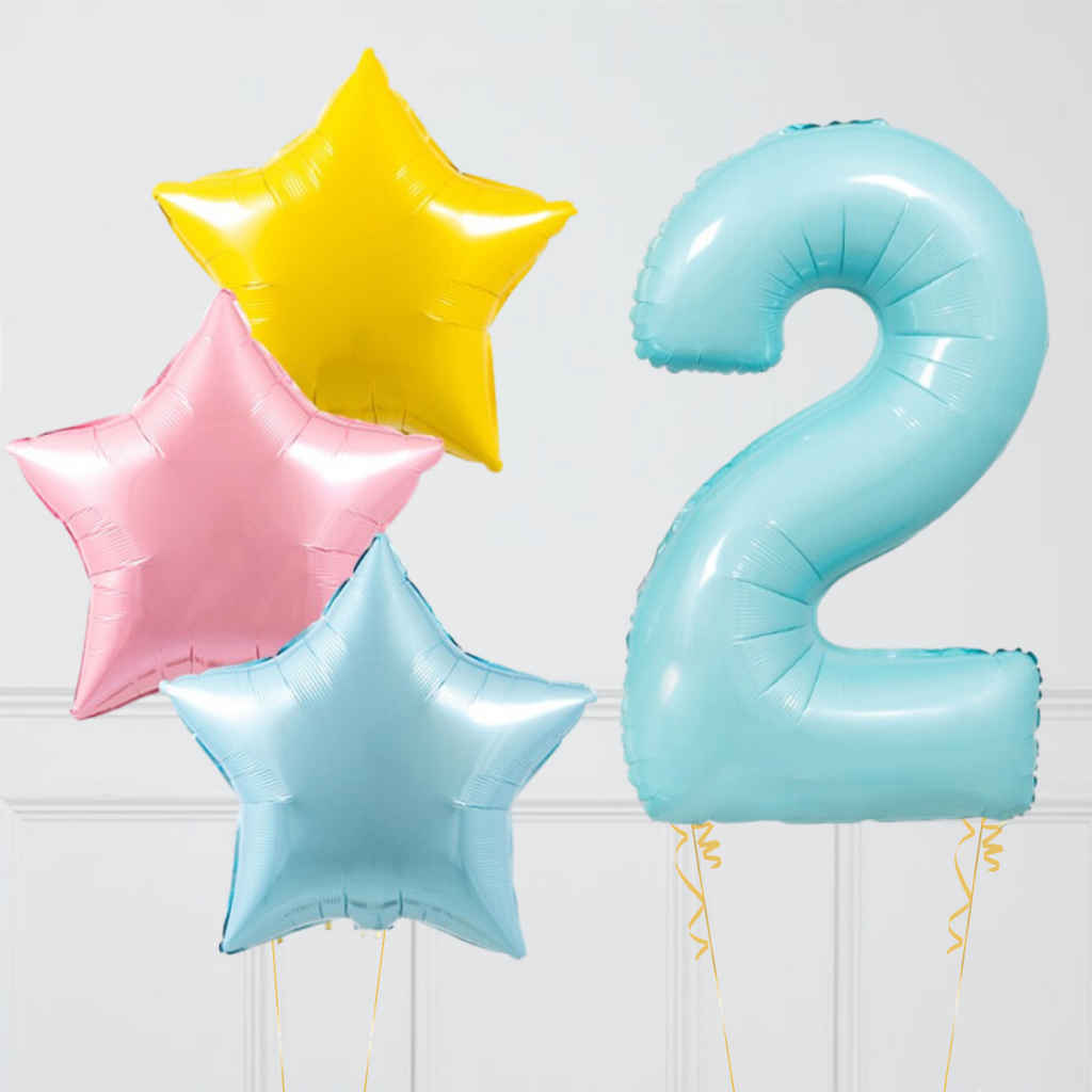 Pastel Rainbow Baby Blue Birthday Number Balloons Set (One Number ...