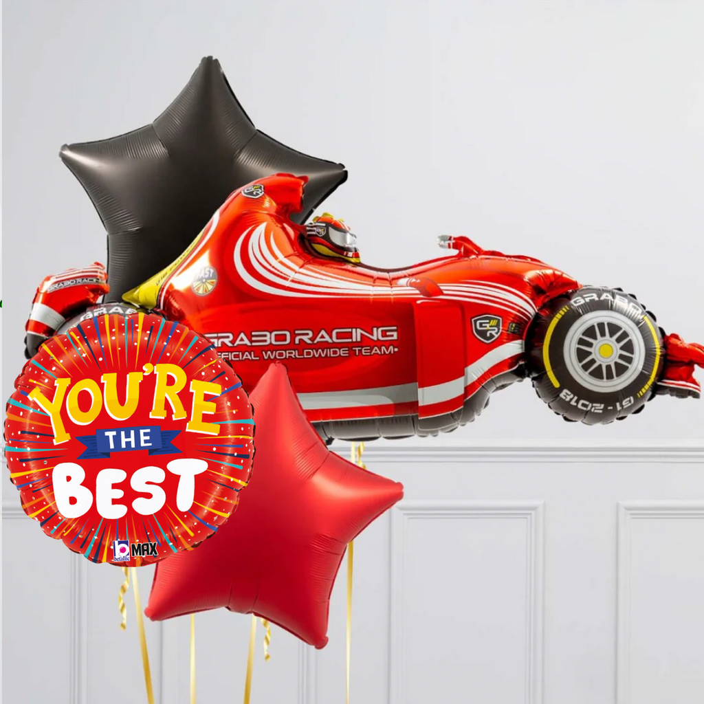 Red Racing Car Inflated Balloon Bouquet | Balloonfactory.ae – Balloon ...