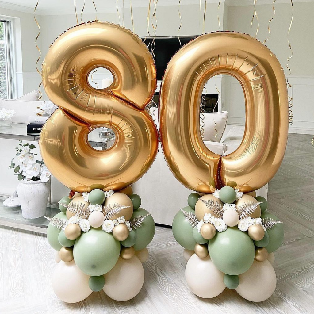 Gold and Safari Green Number Columns (2 numbers) – Balloon Factory UAE