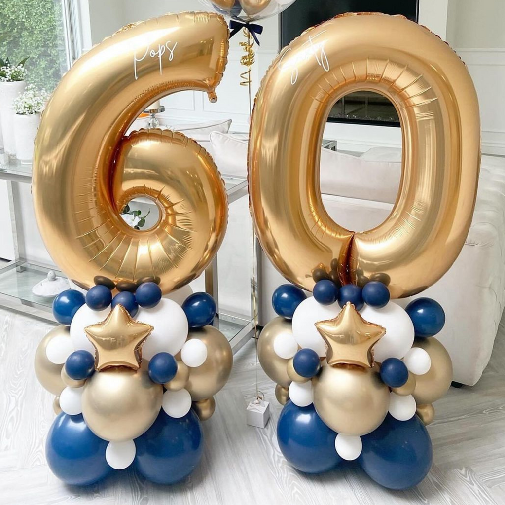 Gold and Navy Number Columns (2 numbers) – Balloon Factory UAE